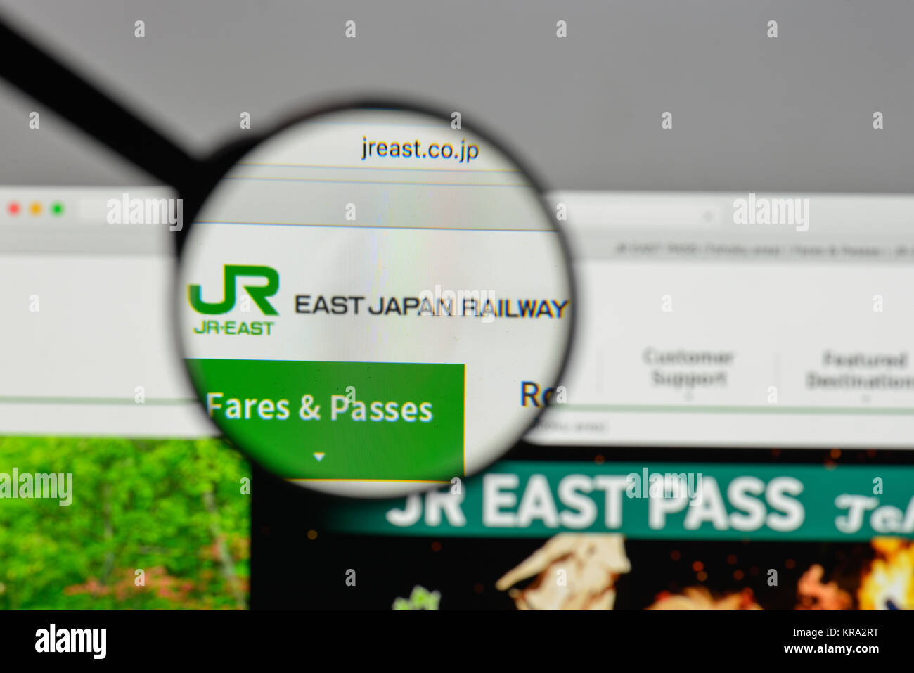 Milan, Italy - August 10, 2017: East Japan Railway logo on the website ...