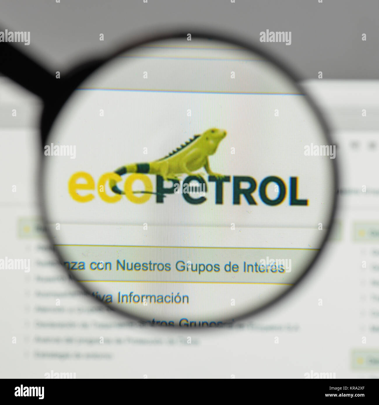 Milan, Italy - August 10, 2017: Ecopetrol logo on the website homepage ...