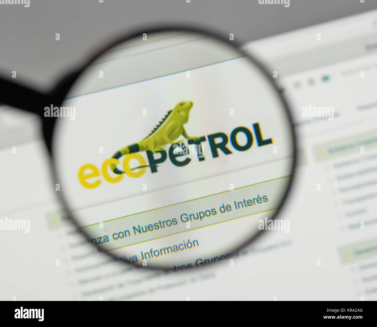 Milan, Italy - August 10, 2017: Ecopetrol logo on the website homepage ...