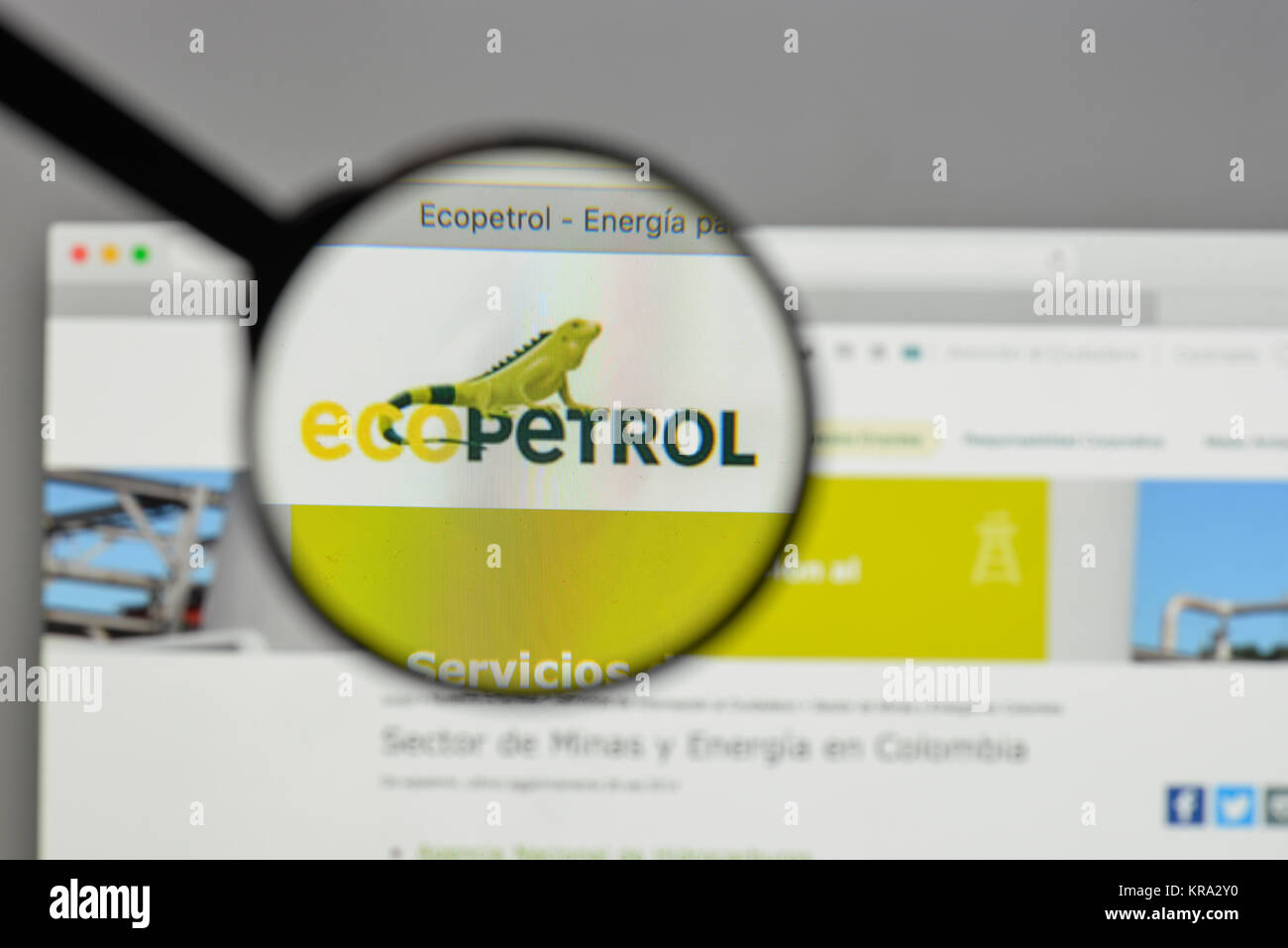 Milan, Italy - August 10, 2017: Ecopetrol logo on the website homepage ...