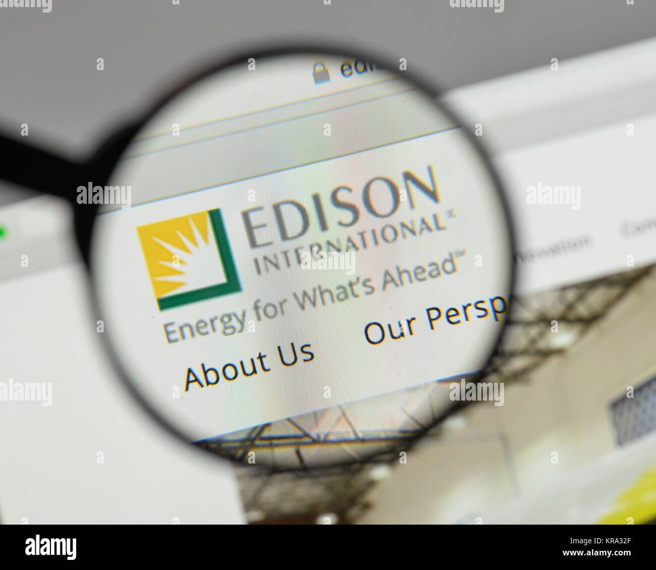 Milan, Italy - August 10, 2017: Edison International logo on the ...