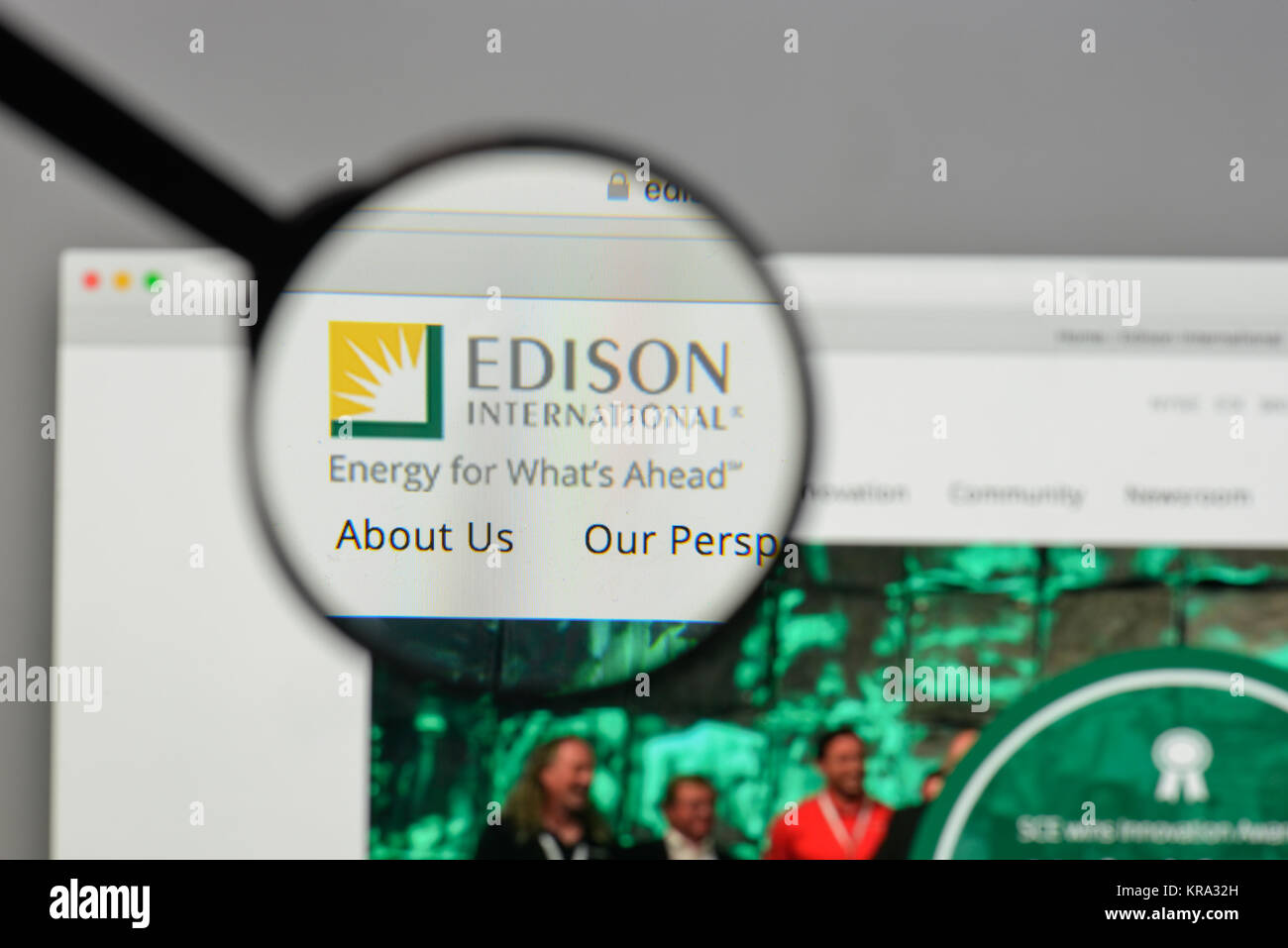 Milan, Italy - August 10, 2017: Edison International logo on the ...