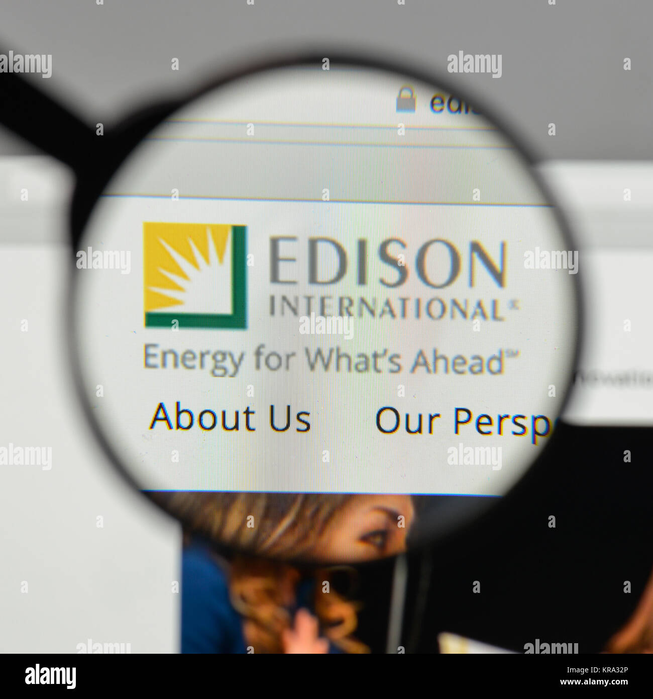 Milan, Italy - August 10, 2017: Edison International logo on the ...