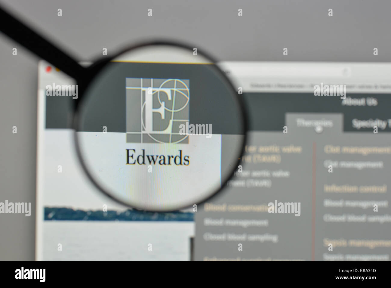 Milan, Italy - August 10, 2017: Edwards Life sciences logo on the ...