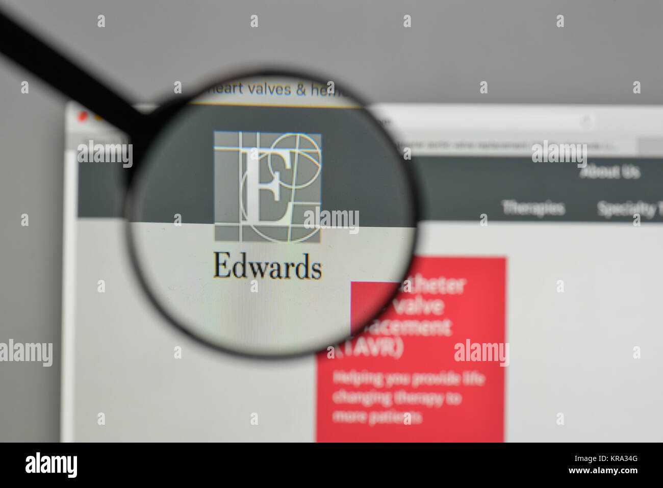 Milan, Italy - August 10, 2017: Edwards Life sciences logo on the ...