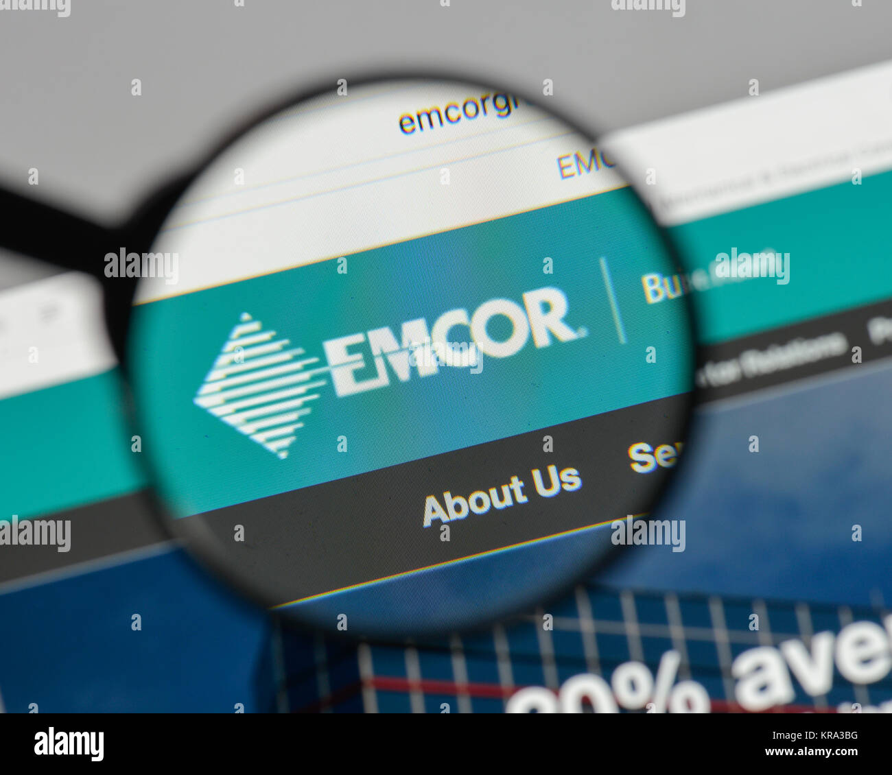 Milan, Italy - August 10, 2017: EMCOR Group logo on the website ...