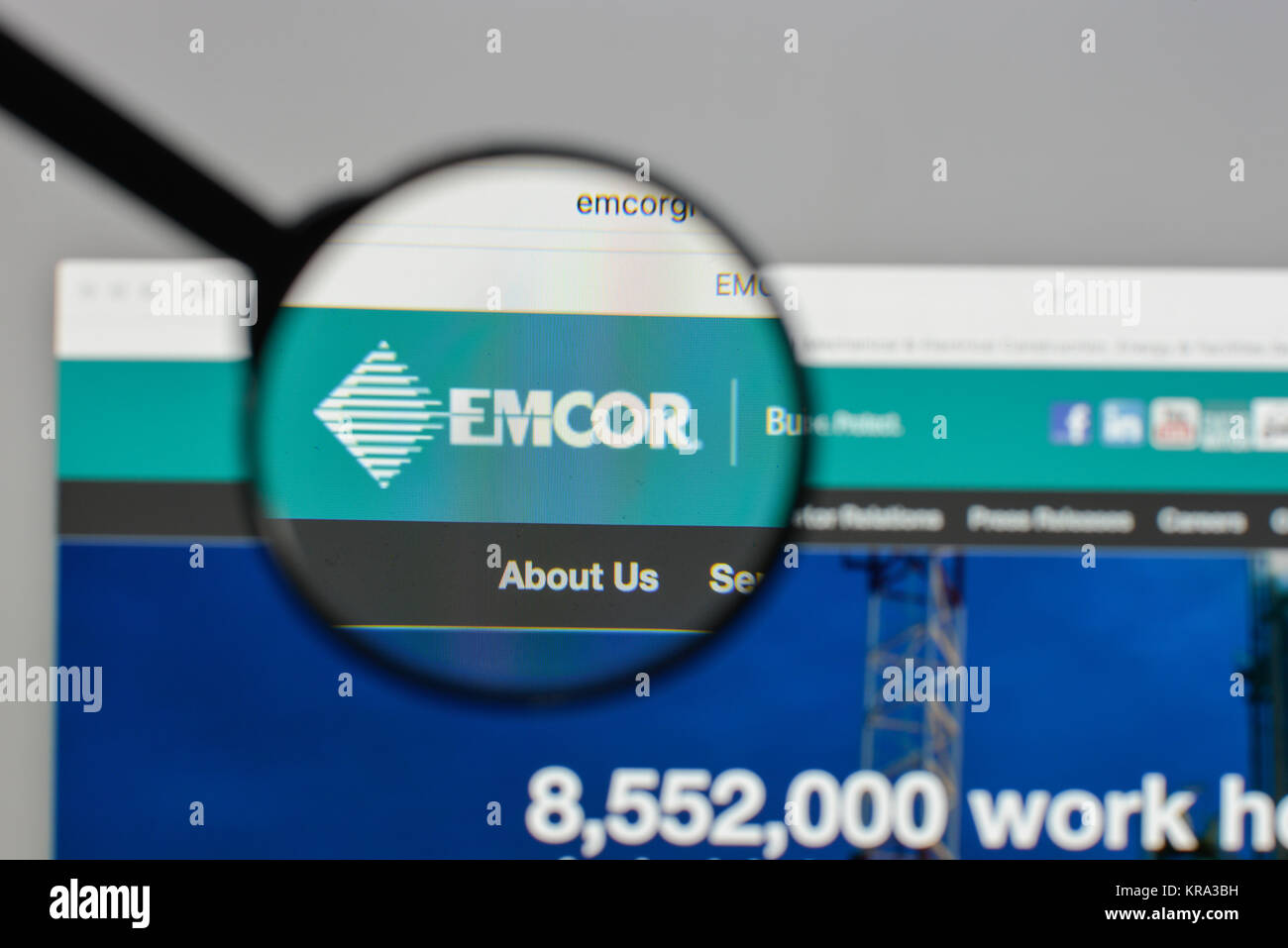 Milan, Italy - August 10, 2017: EMCOR Group logo on the website ...