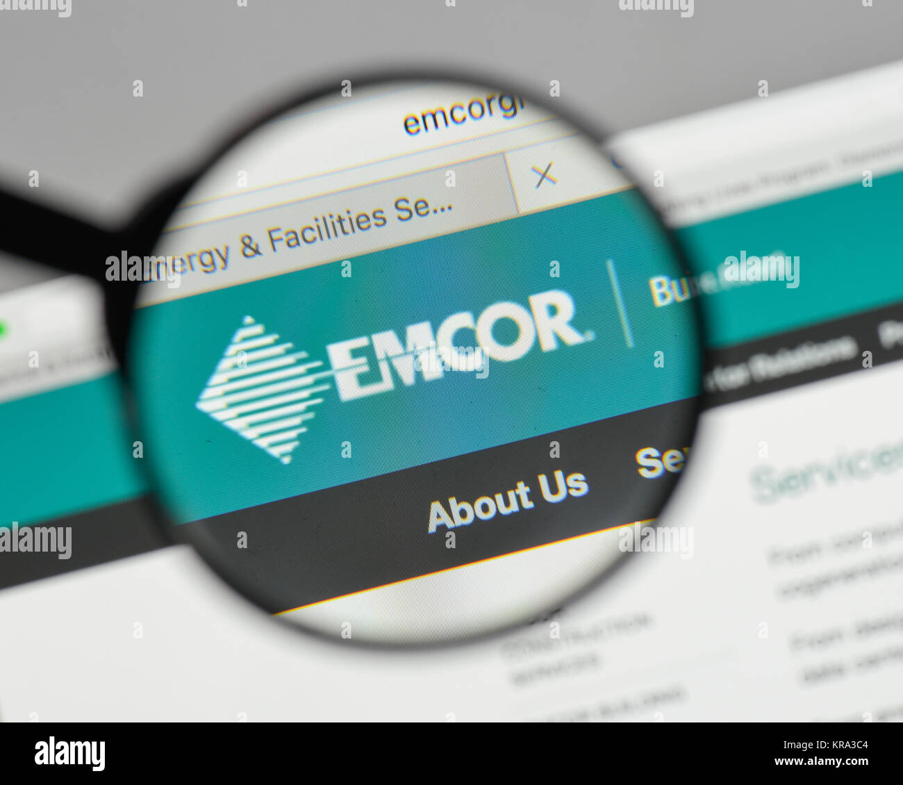 Milan, Italy - August 10, 2017: EMCOR Group logo on the website ...