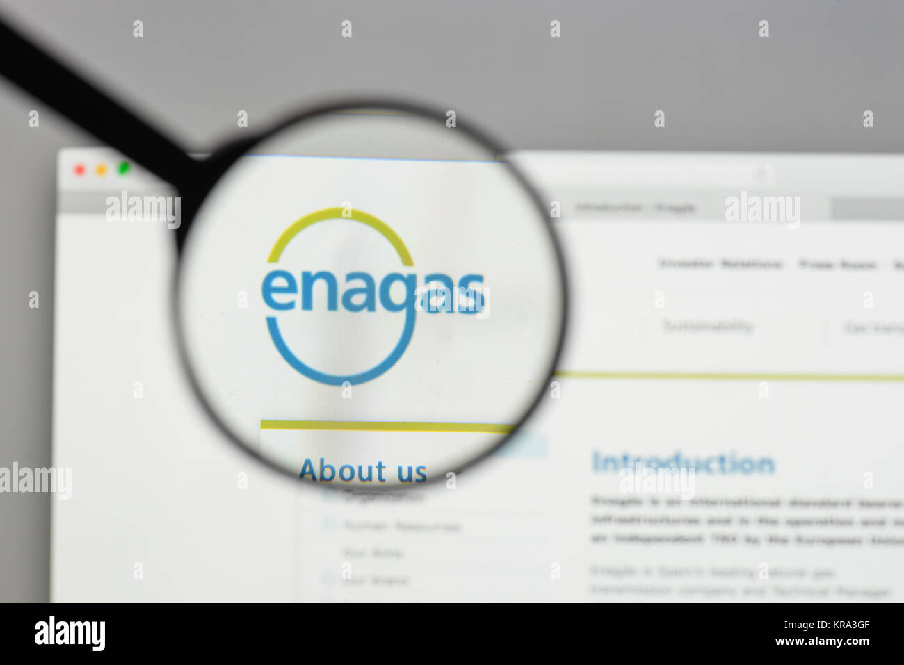 Milan, Italy - August 10, 2017: Enagas SA logo on the website homepage ...