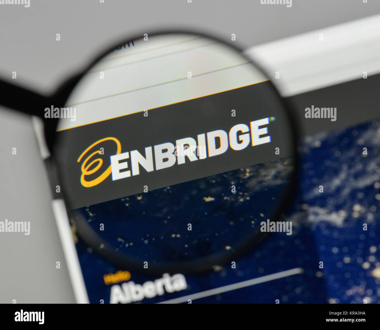 Milan, Italy - August 10, 2017: Enbridge logo on the website homepage ...
