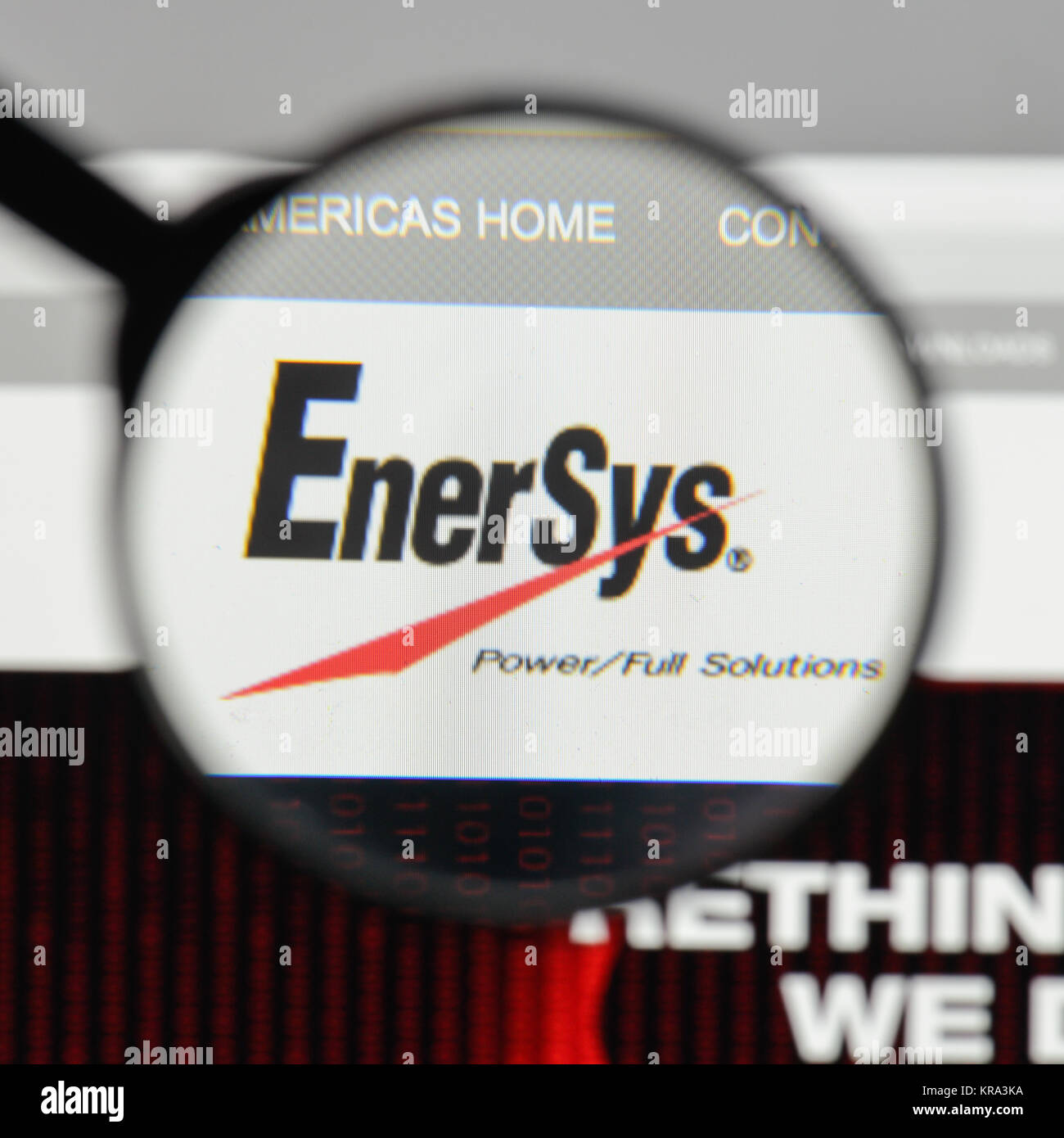 Milan, Italy - August 10, 2017: EnerSys logo on the website homepage ...