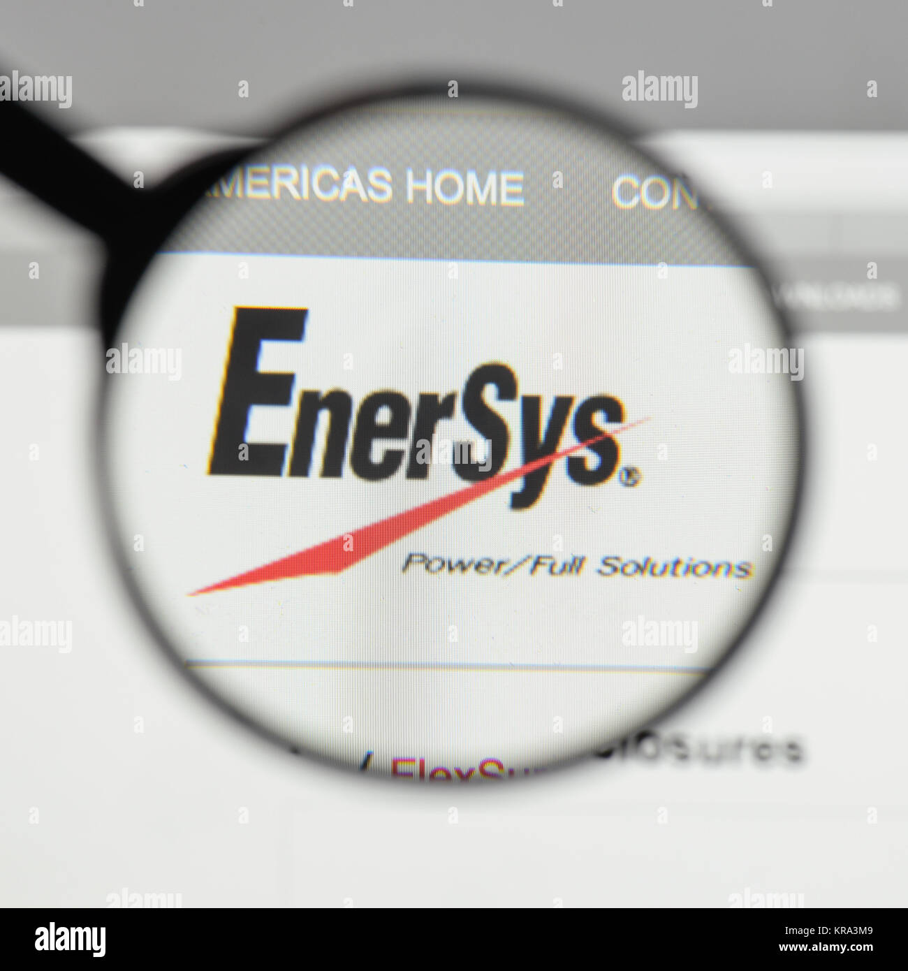 Milan, Italy - August 10, 2017: EnerSys logo on the website homepage ...
