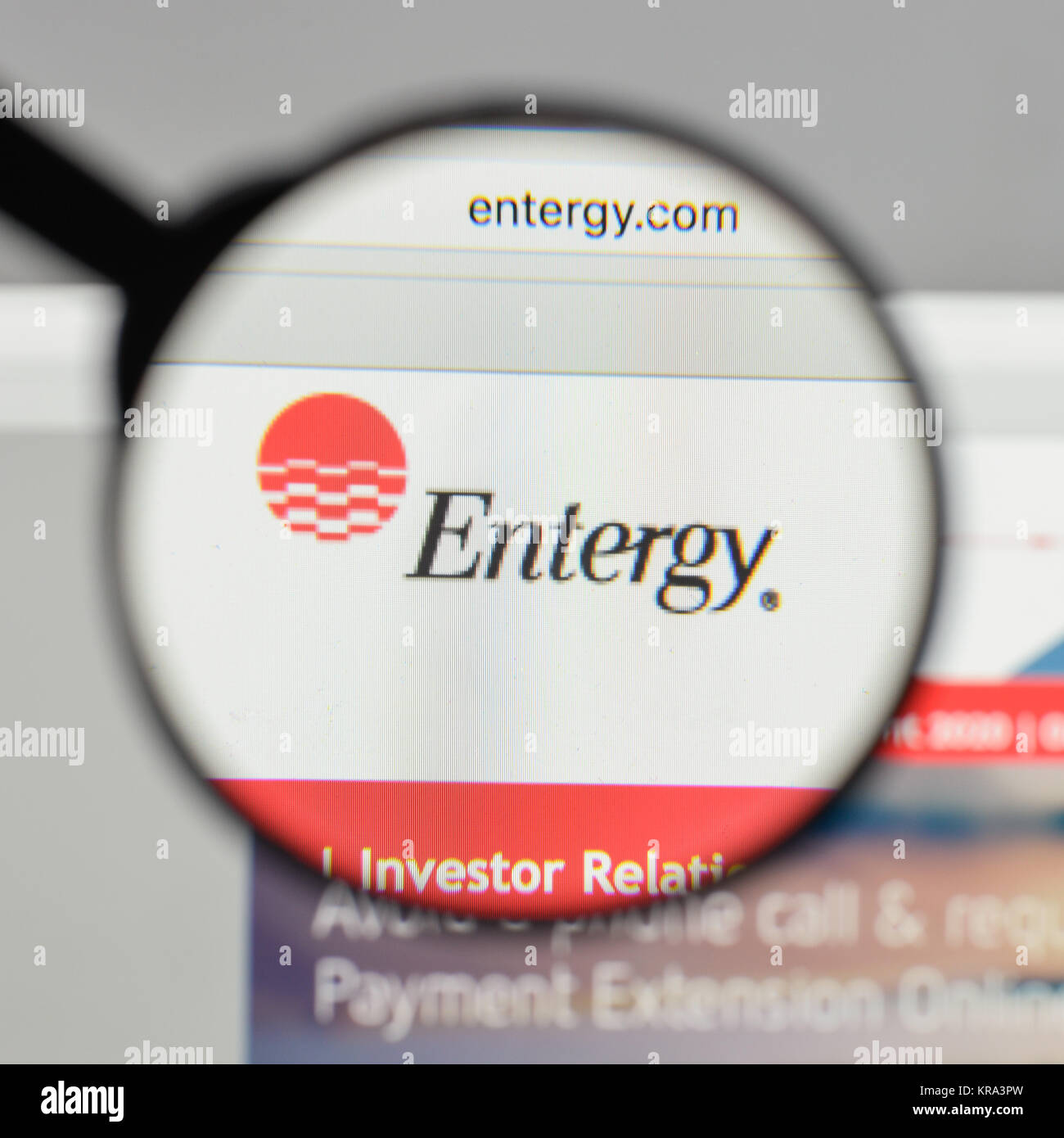 Milan, Italy - August 10, 2017: Entergy logo on the website homepage ...