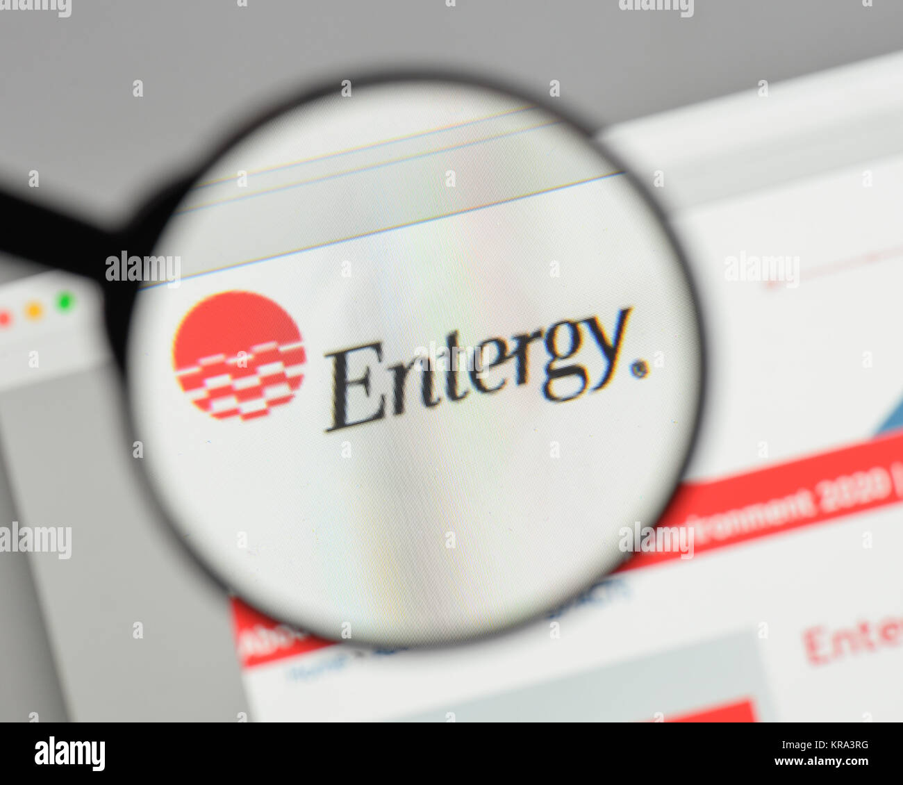 Milan, Italy - August 10, 2017: Entergy logo on the website homepage ...