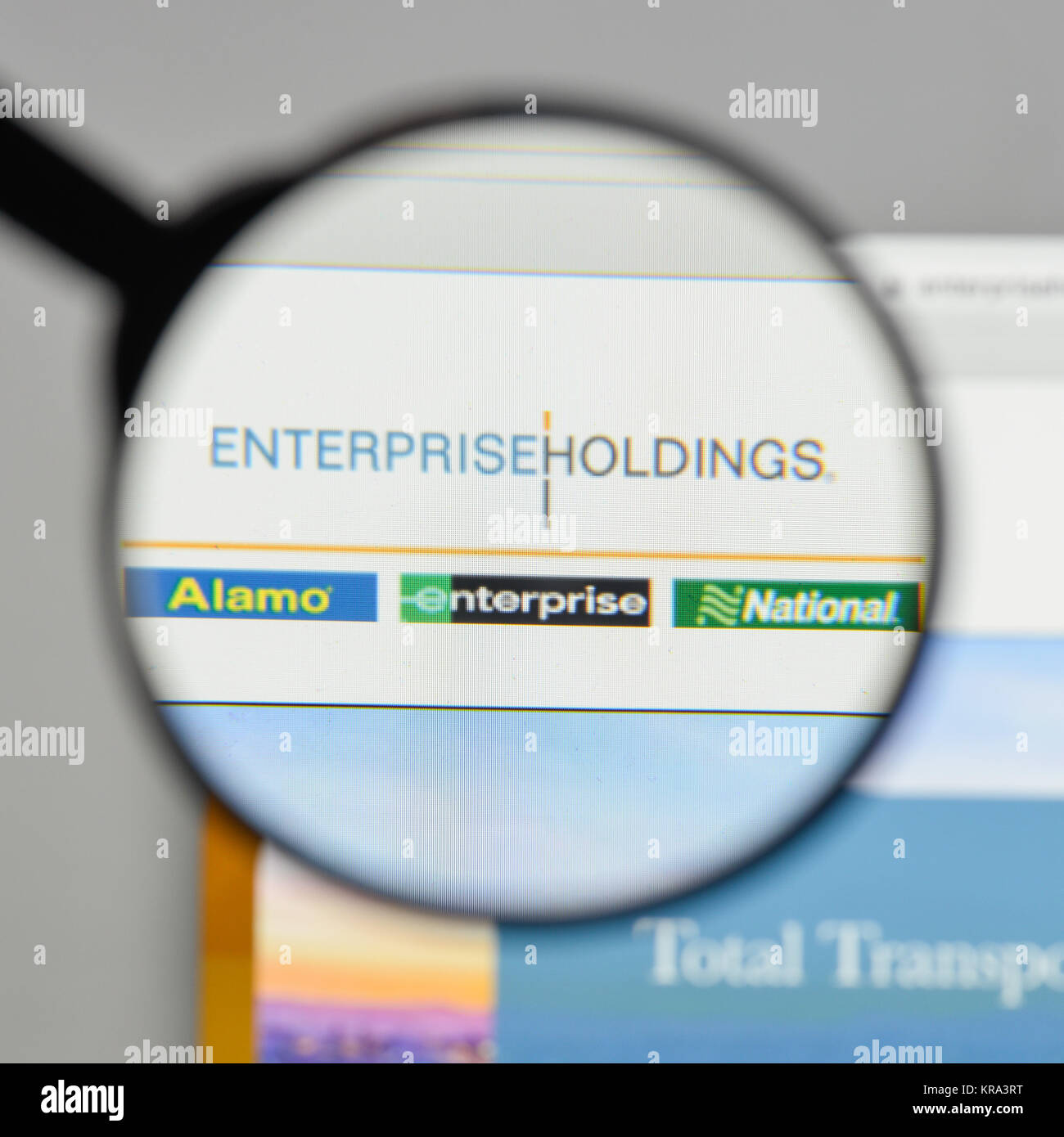 Milan, Italy - August 10, 2017: Enterprise logo on the website homepage ...