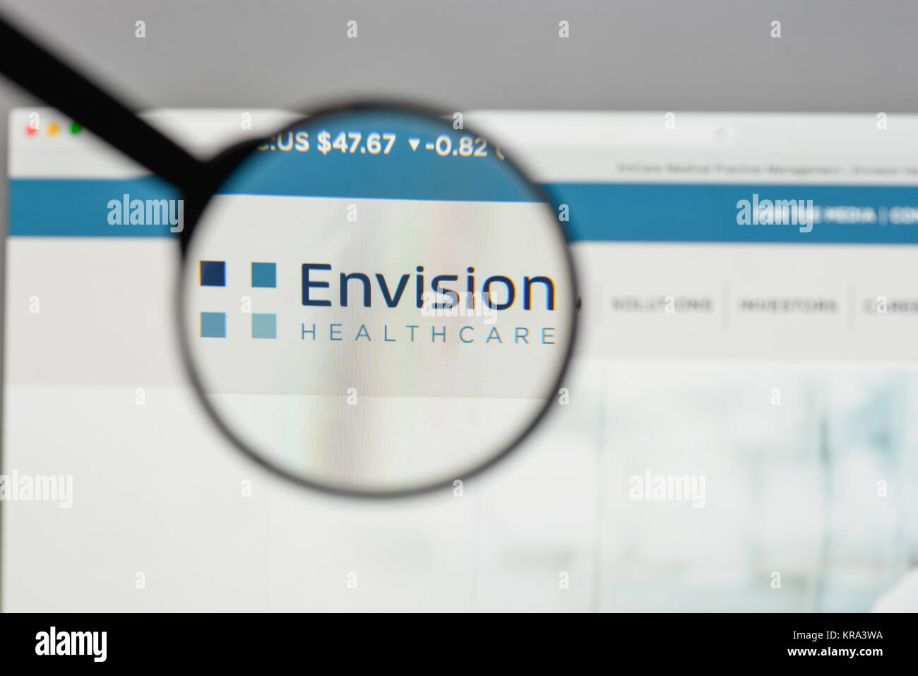 Milan, Italy - August 10, 2017: Envision Healthcare logo on the website ...