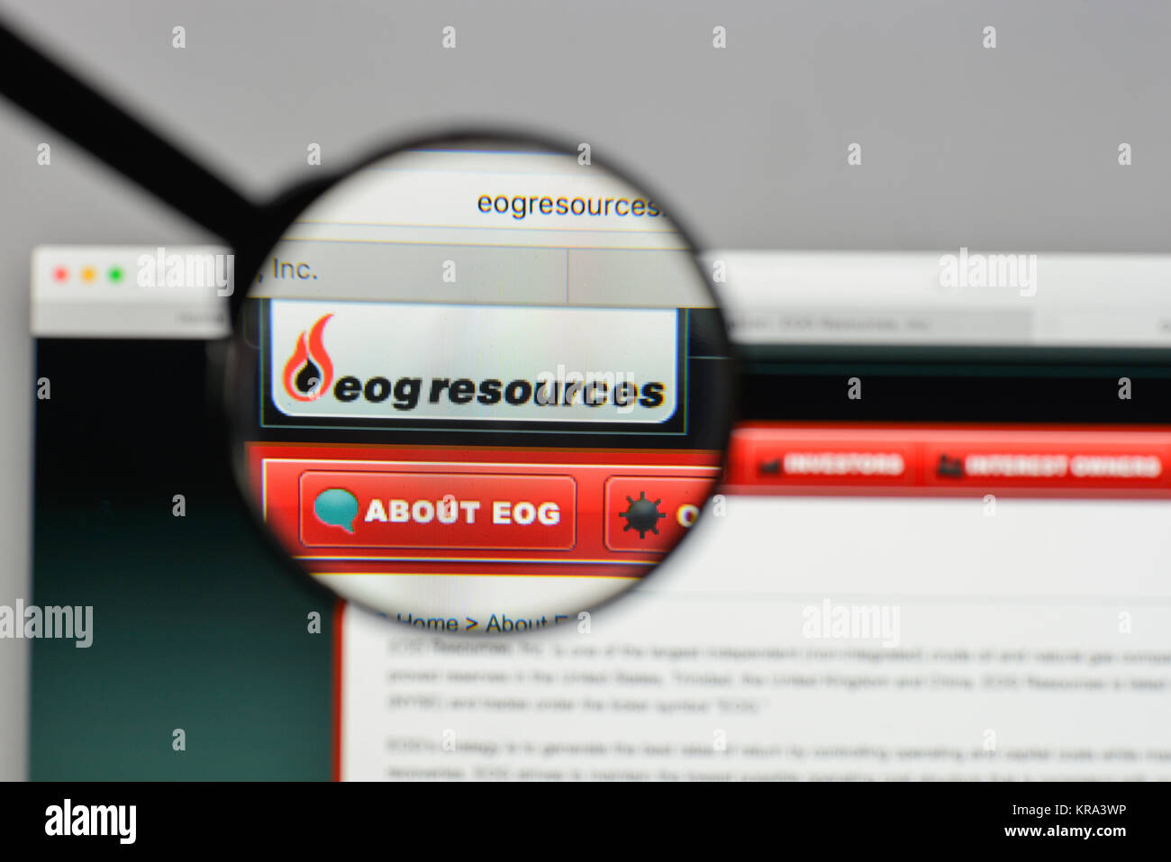 Milan, Italy - August 10, 2017: EOG Resources logo on the website ...