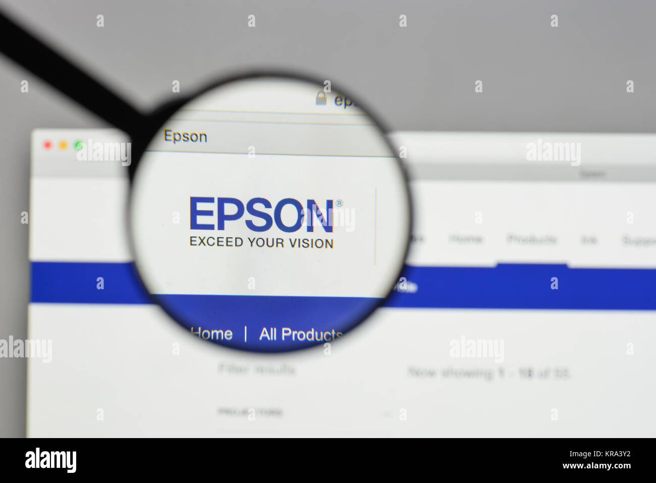 Milan, Italy - August 10, 2017: Epson logo on the website homepage ...
