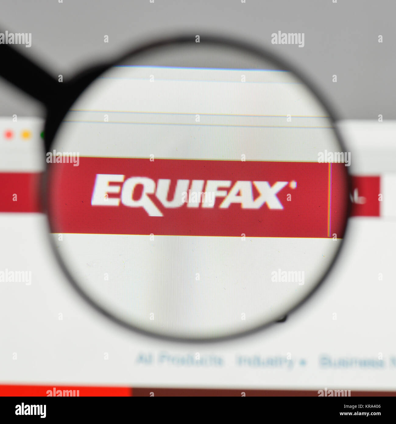 Milan, Italy - August 10, 2017: Equifax logo on the website homepage ...