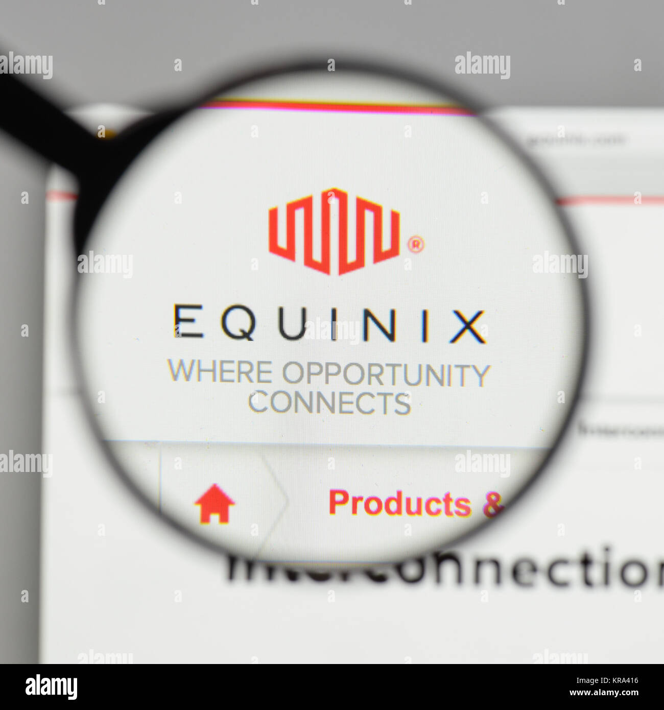 Milan, Italy - August 10, 2017: Equinix logo on the website homepage ...