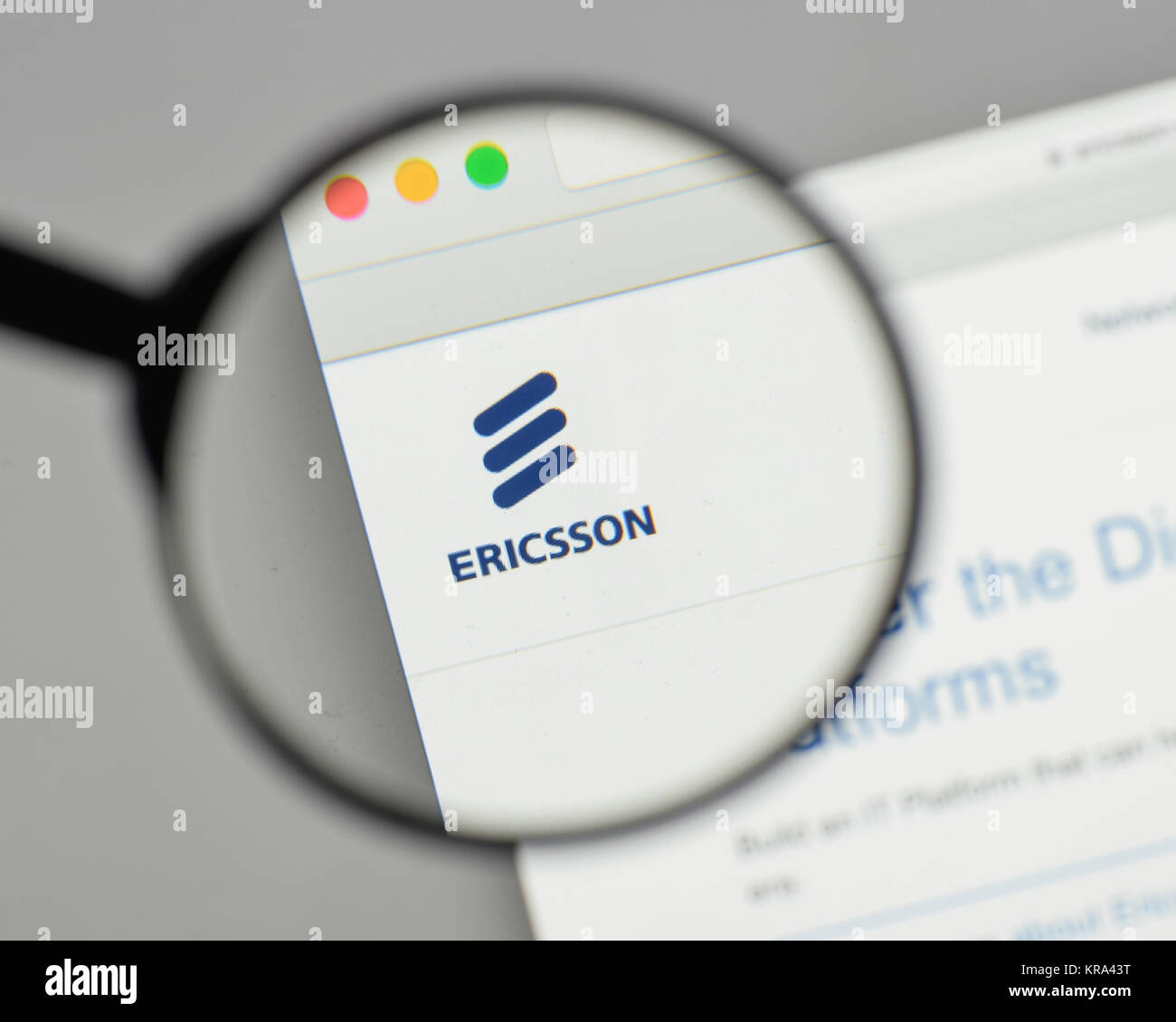 Milan, Italy - August 10, 2017: Ericsson logo on the website homepage ...