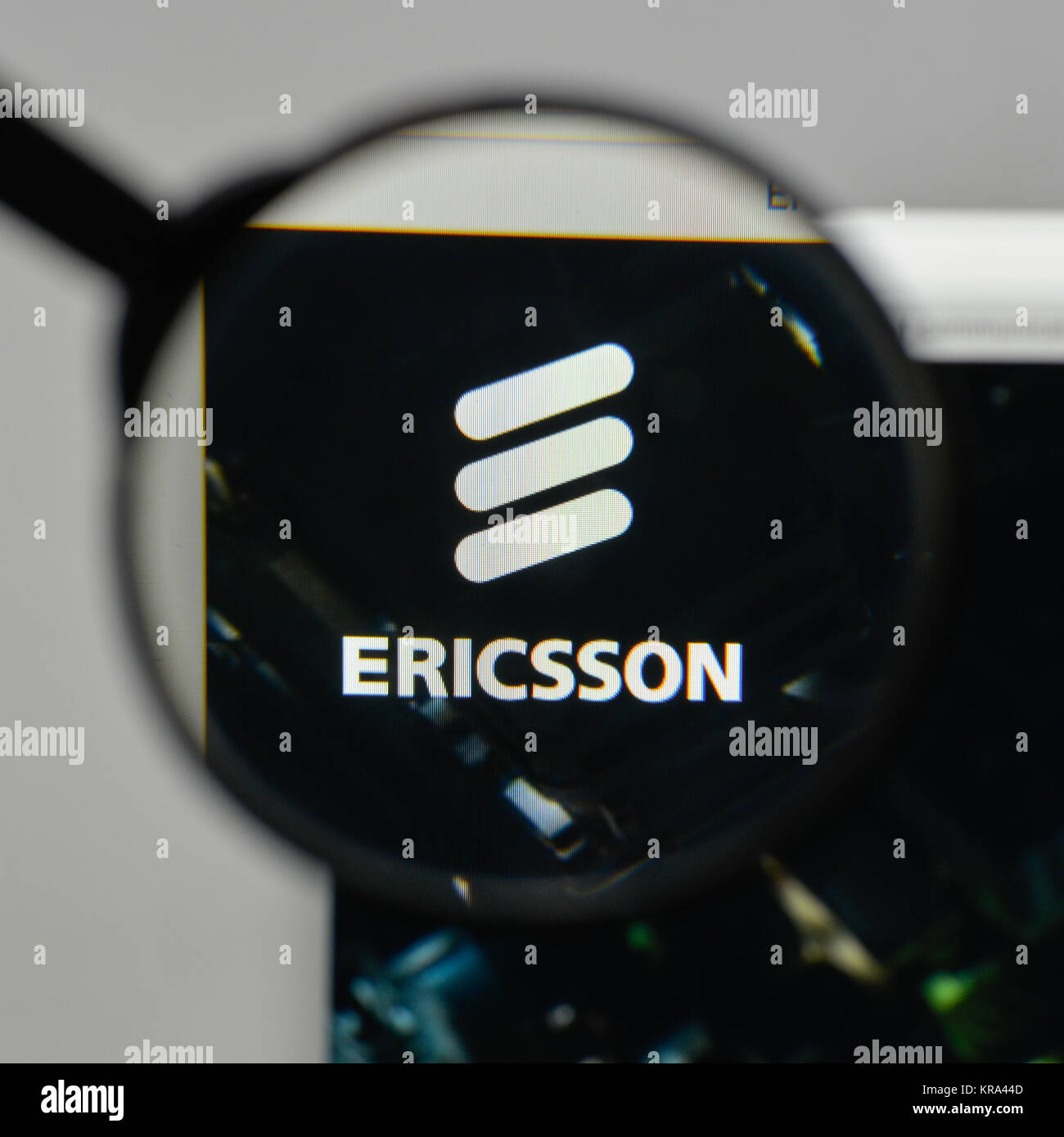 Milan, Italy - August 10, 2017: Ericsson logo on the website homepage ...