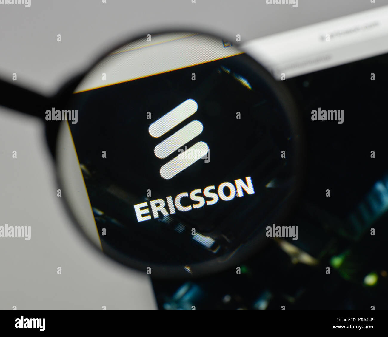 Milan, Italy - August 10, 2017: Ericsson logo on the website homepage ...