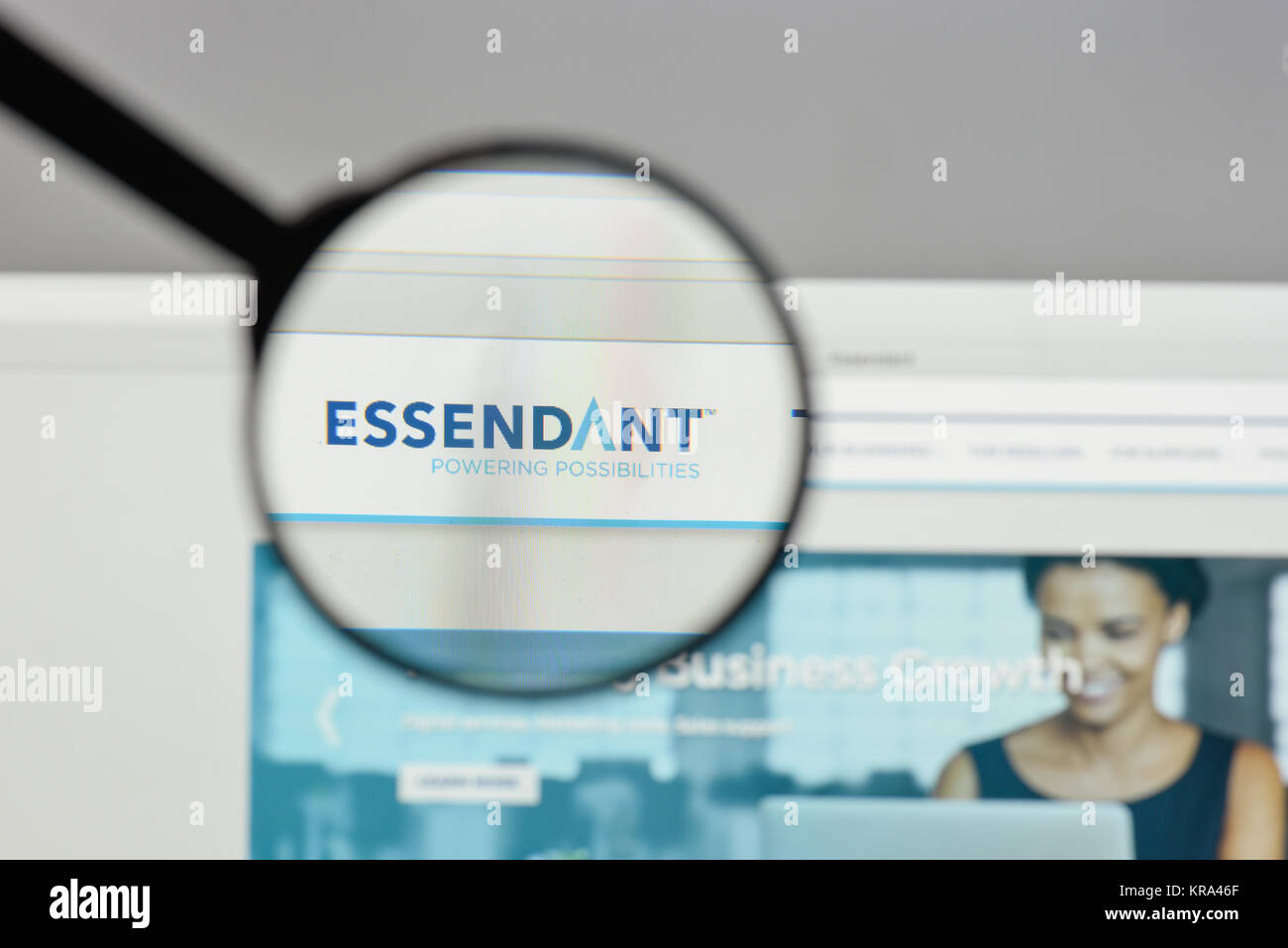 Milan, Italy - August 10, 2017: Essendant logo on the website homepage ...