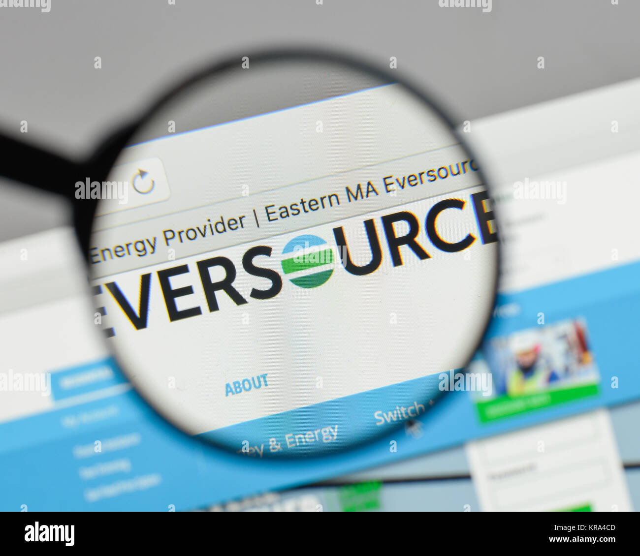 Milan, Italy - August 10, 2017: Eversource Energy logo on the website ...