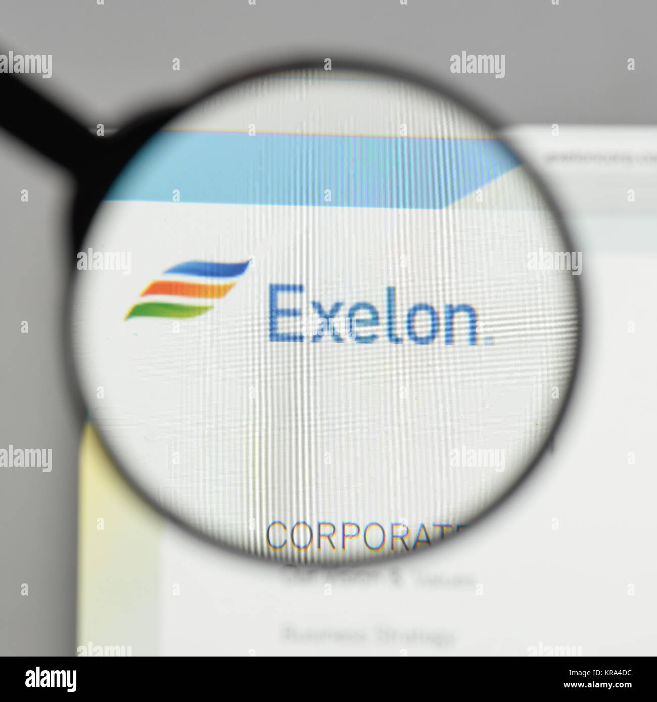 Milan, Italy - August 10, 2017: Exelon logo on the website homepage ...