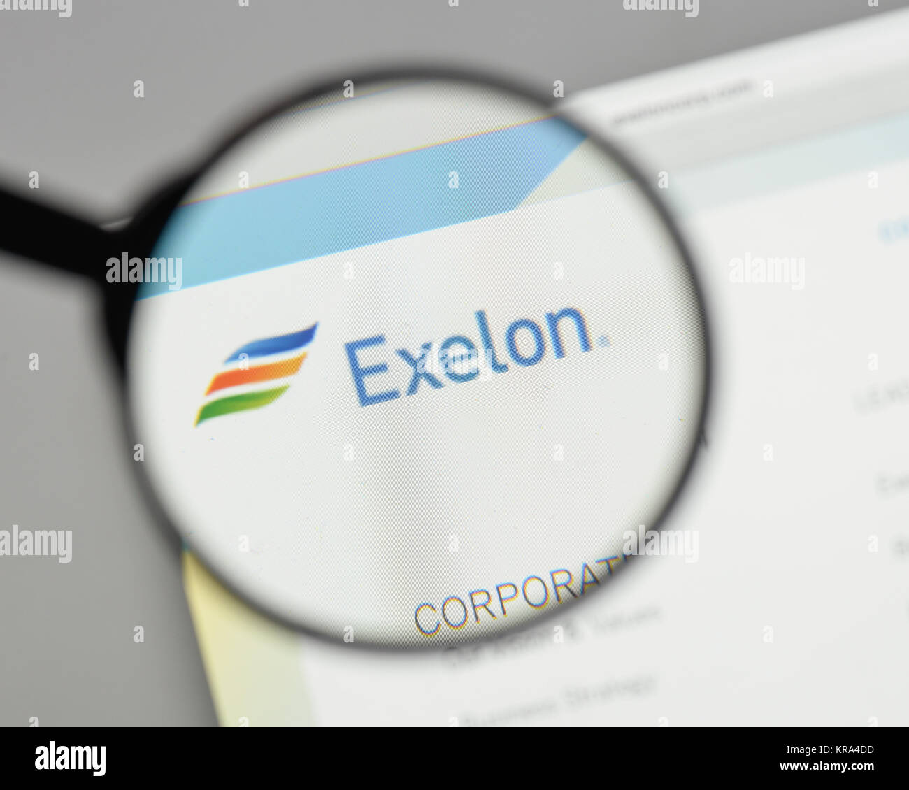 Milan, Italy - August 10, 2017: Exelon logo on the website homepage ...