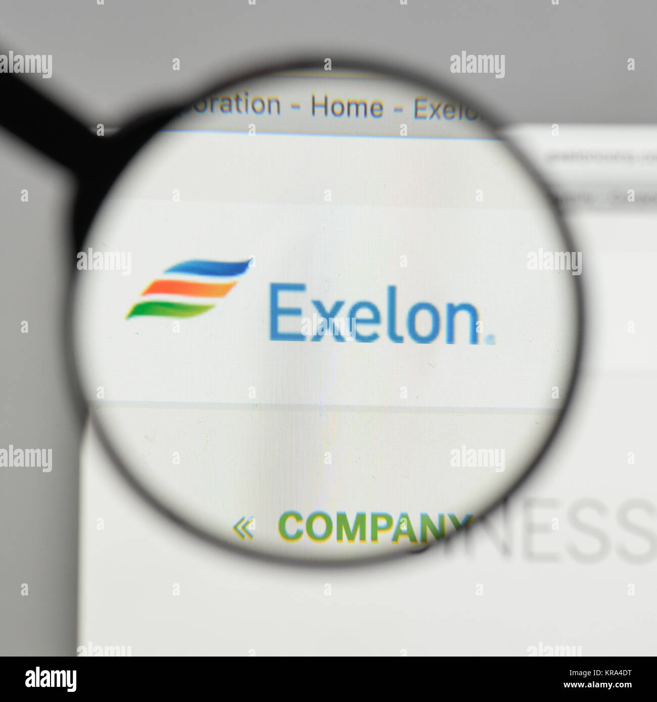 Milan, Italy - August 10, 2017: Exelon logo on the website homepage ...