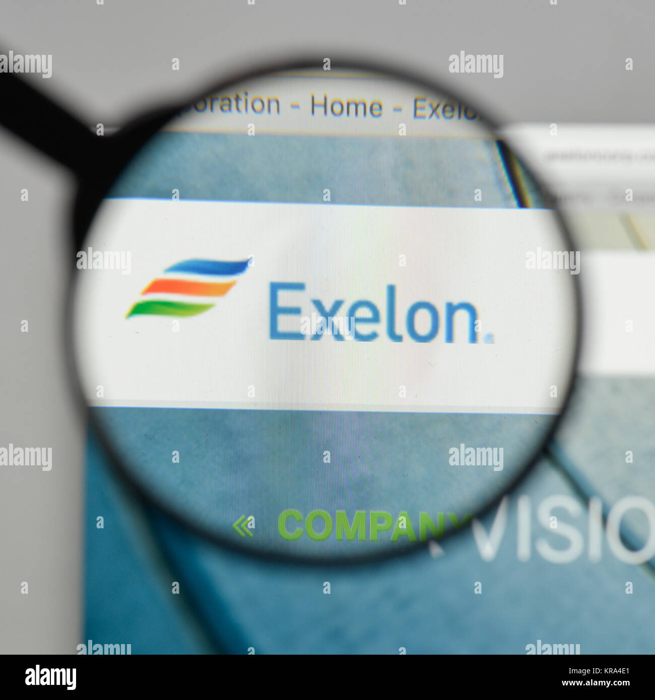 Milan, Italy - August 10, 2017: Exelon logo on the website homepage ...