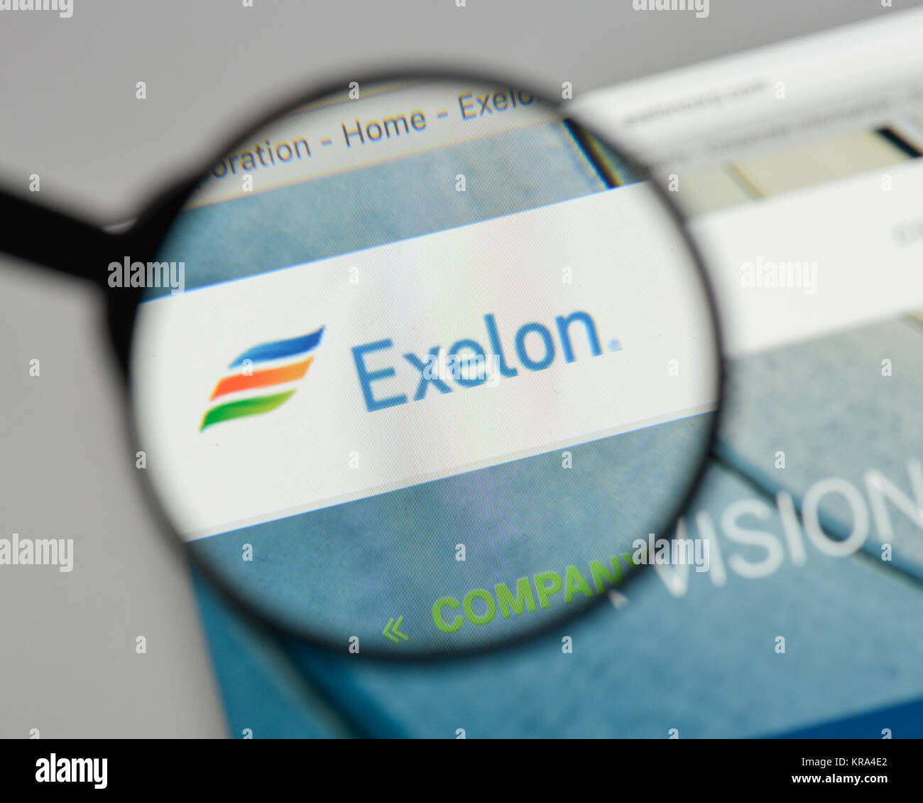 Milan, Italy - August 10, 2017: Exelon logo on the website homepage ...