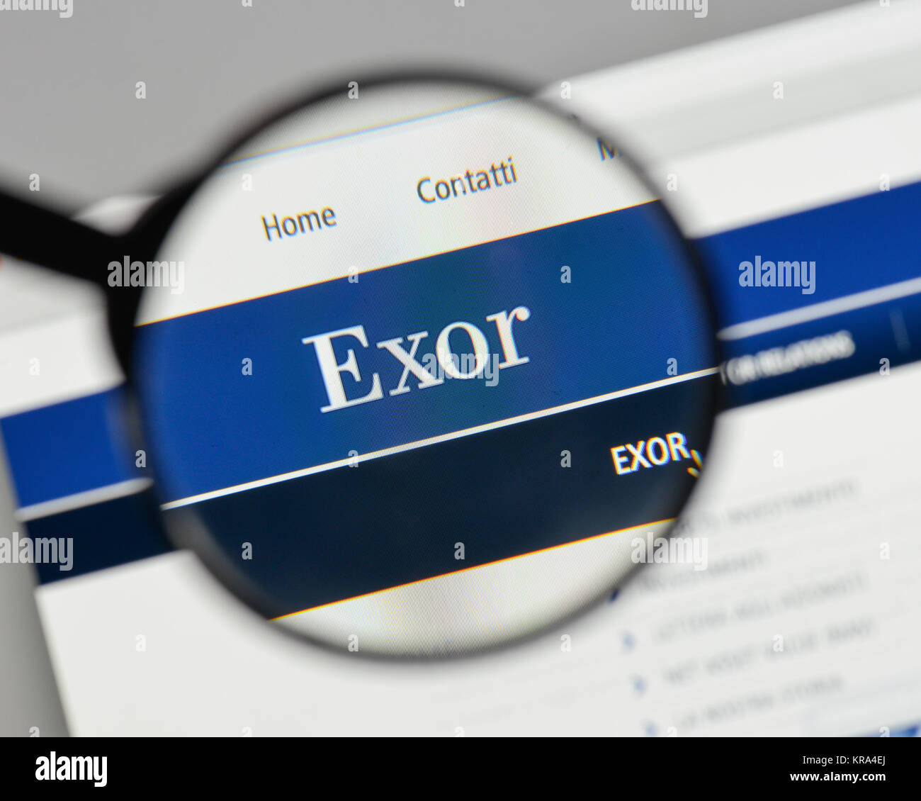 Milan, Italy - August 10, 2017: EXOR Group logo on the website homepage ...