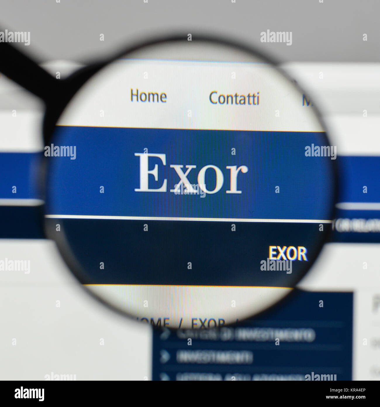 Milan, Italy - August 10, 2017: EXOR Group logo on the website homepage ...