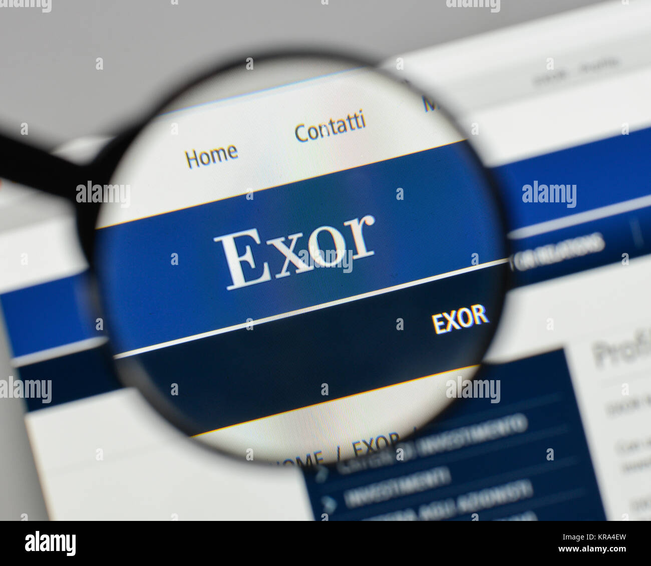Milan, Italy - August 10, 2017: EXOR Group logo on the website homepage ...
