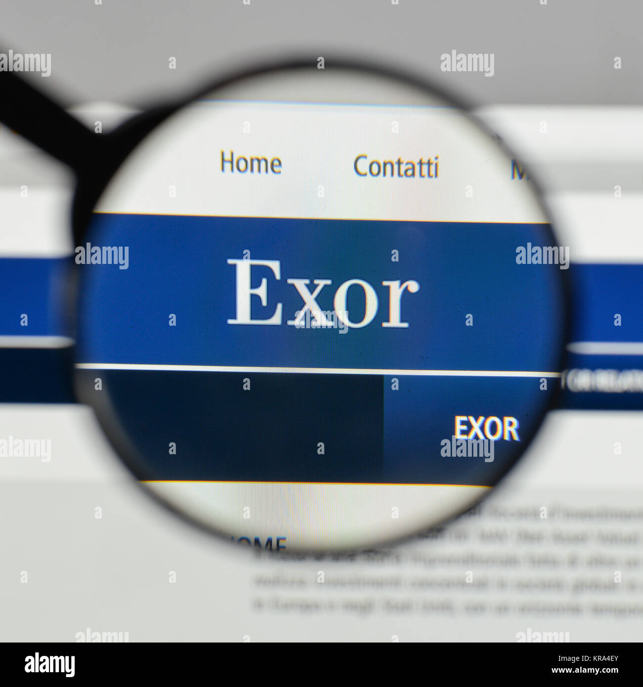 Milan, Italy - August 10, 2017: EXOR Group logo on the website homepage ...