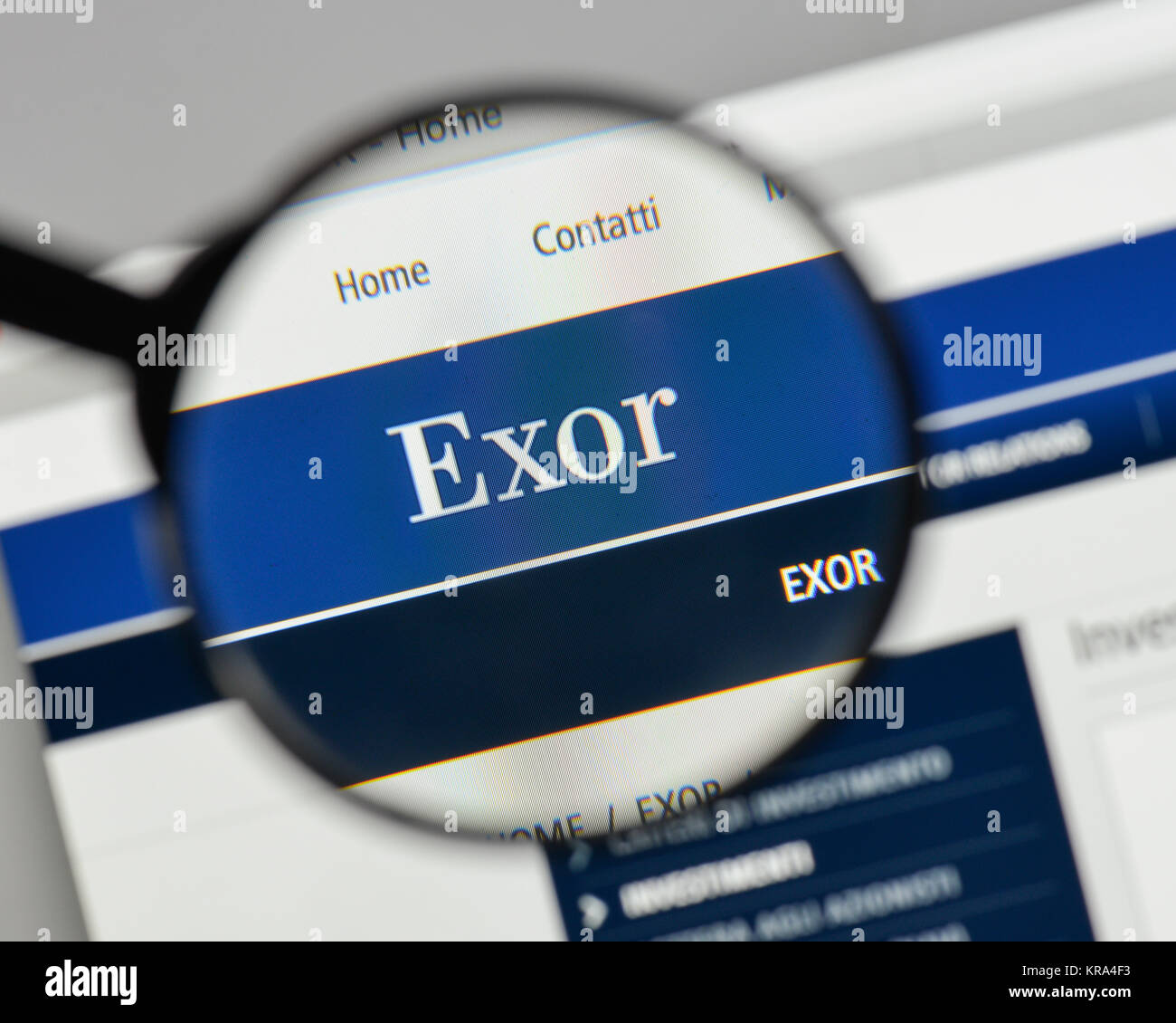 Milan, Italy - August 10, 2017: EXOR Group logo on the website homepage ...