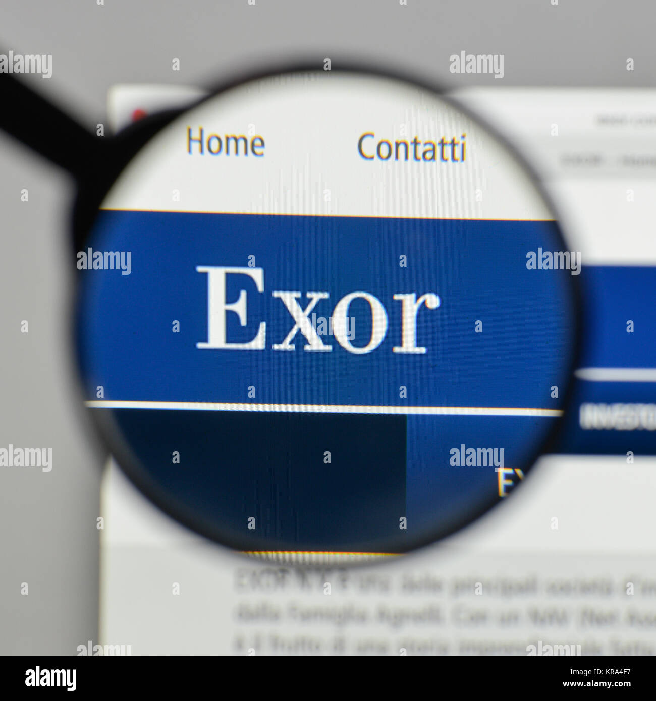 Milan, Italy - August 10, 2017: EXOR Group logo on the website homepage ...