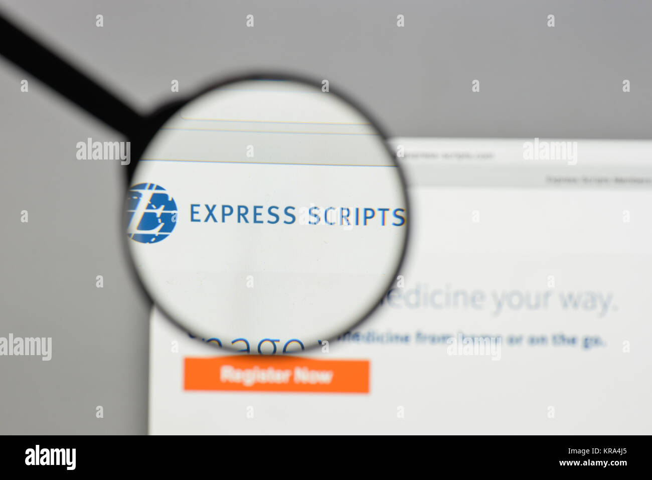 Milan, Italy - August 10, 2017: Express Scripts logo on the website ...