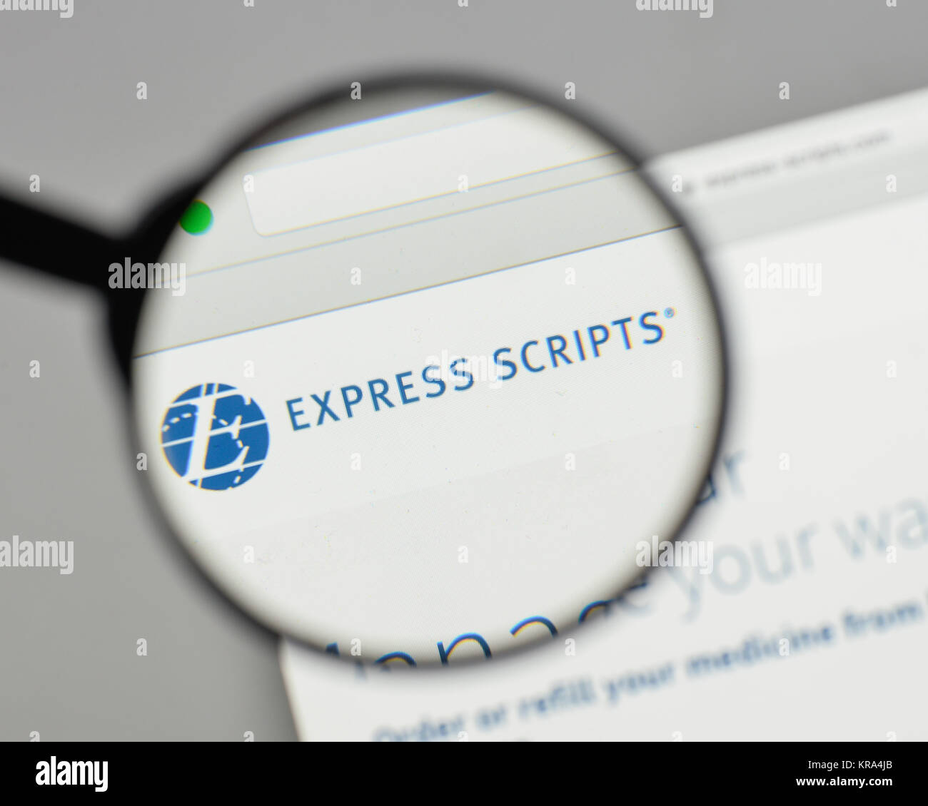 Milan, Italy - August 10, 2017: Express Scripts logo on the website ...