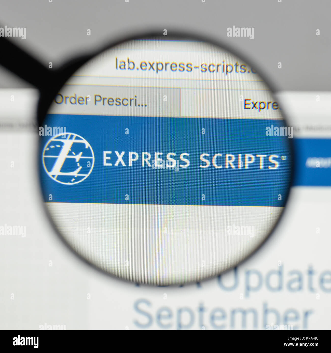 Milan, Italy - August 10, 2017: Express Scripts logo on the website ...