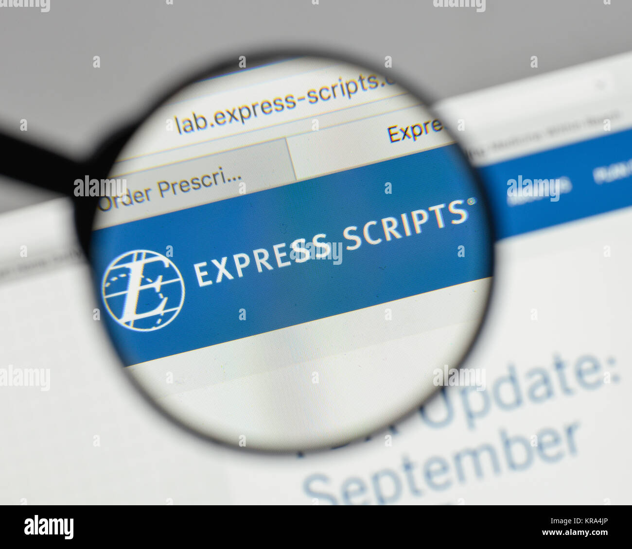Milan, Italy - August 10, 2017: Express Scripts logo on the website ...
