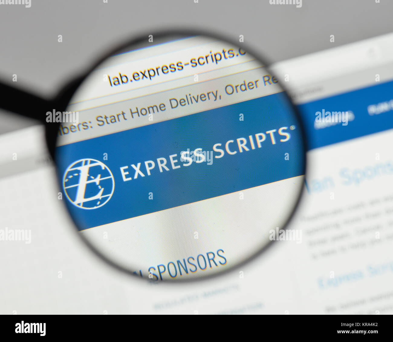 Milan, Italy - August 10, 2017: Express Scripts logo on the website ...