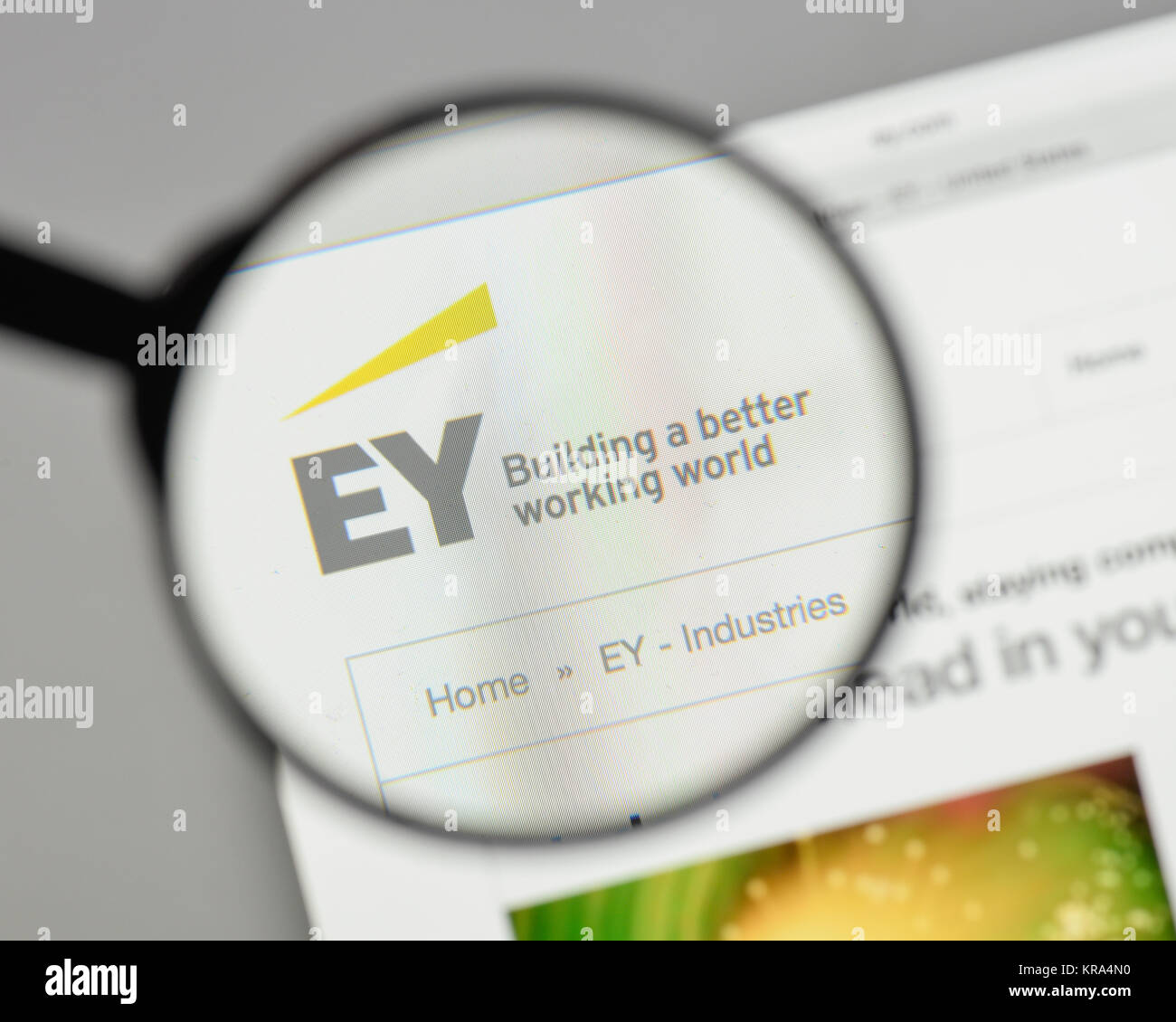 Milan, Italy - August 10, 2017: EY logo on the website homepage Stock ...