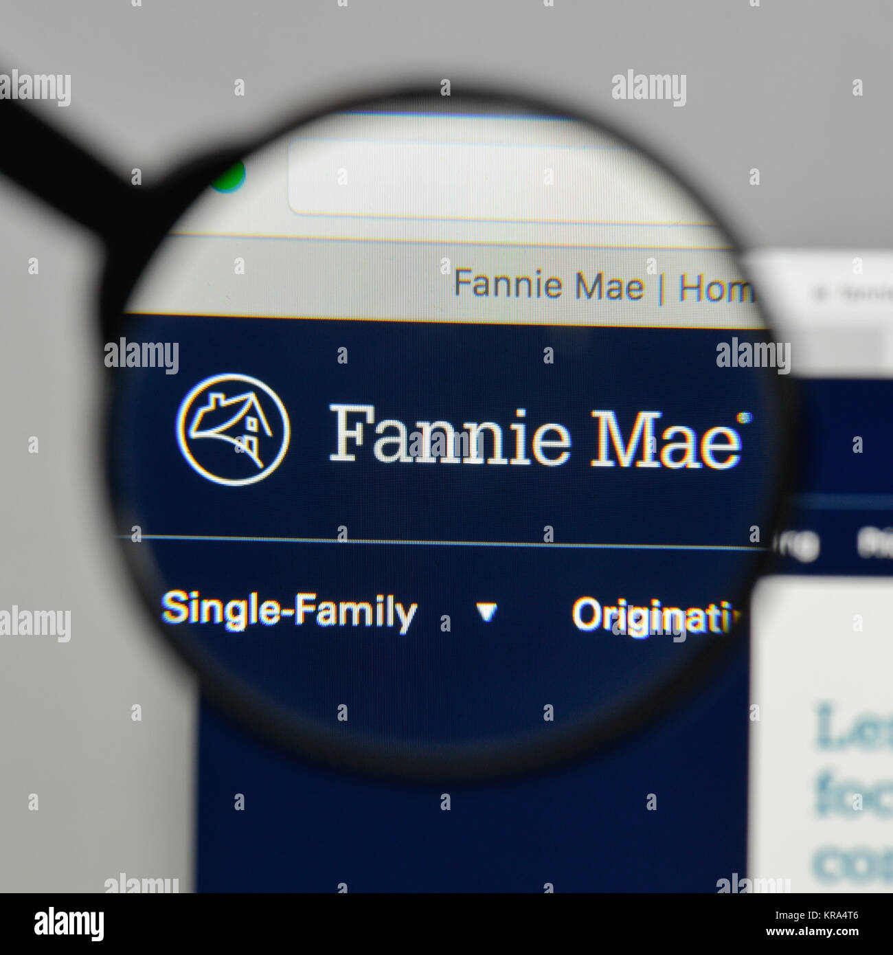 Milan, Italy - August 10, 2017: Fannie Mae logo on the website homepage ...