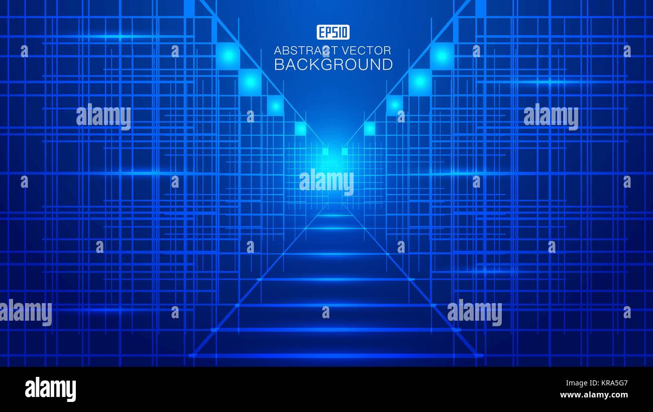 Blue luminescent technology abstract vector background of light and ...