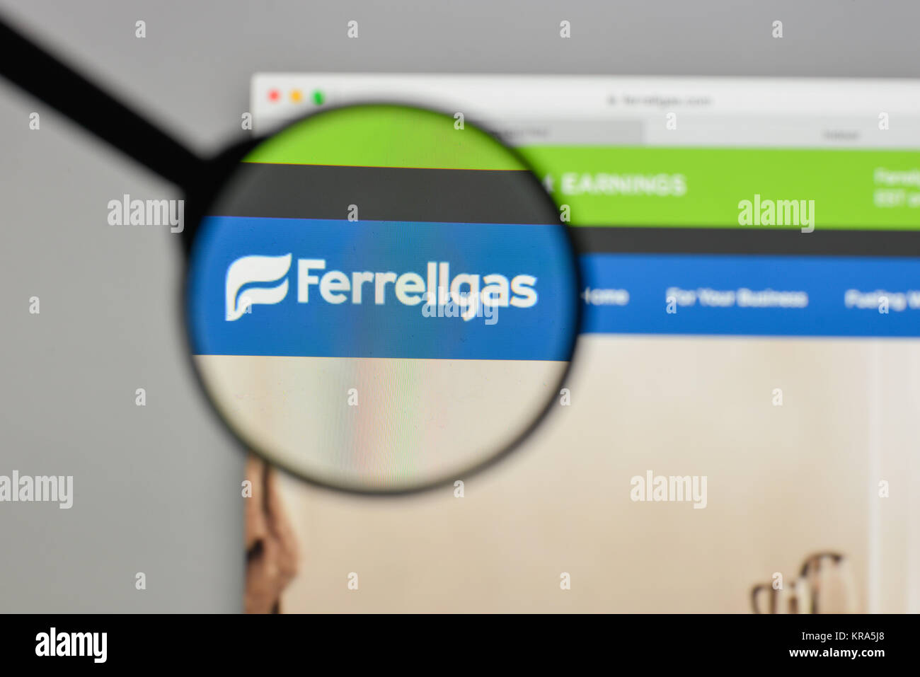 Milan, Italy - August 10, 2017: Ferrellgas Partners logo on the website ...