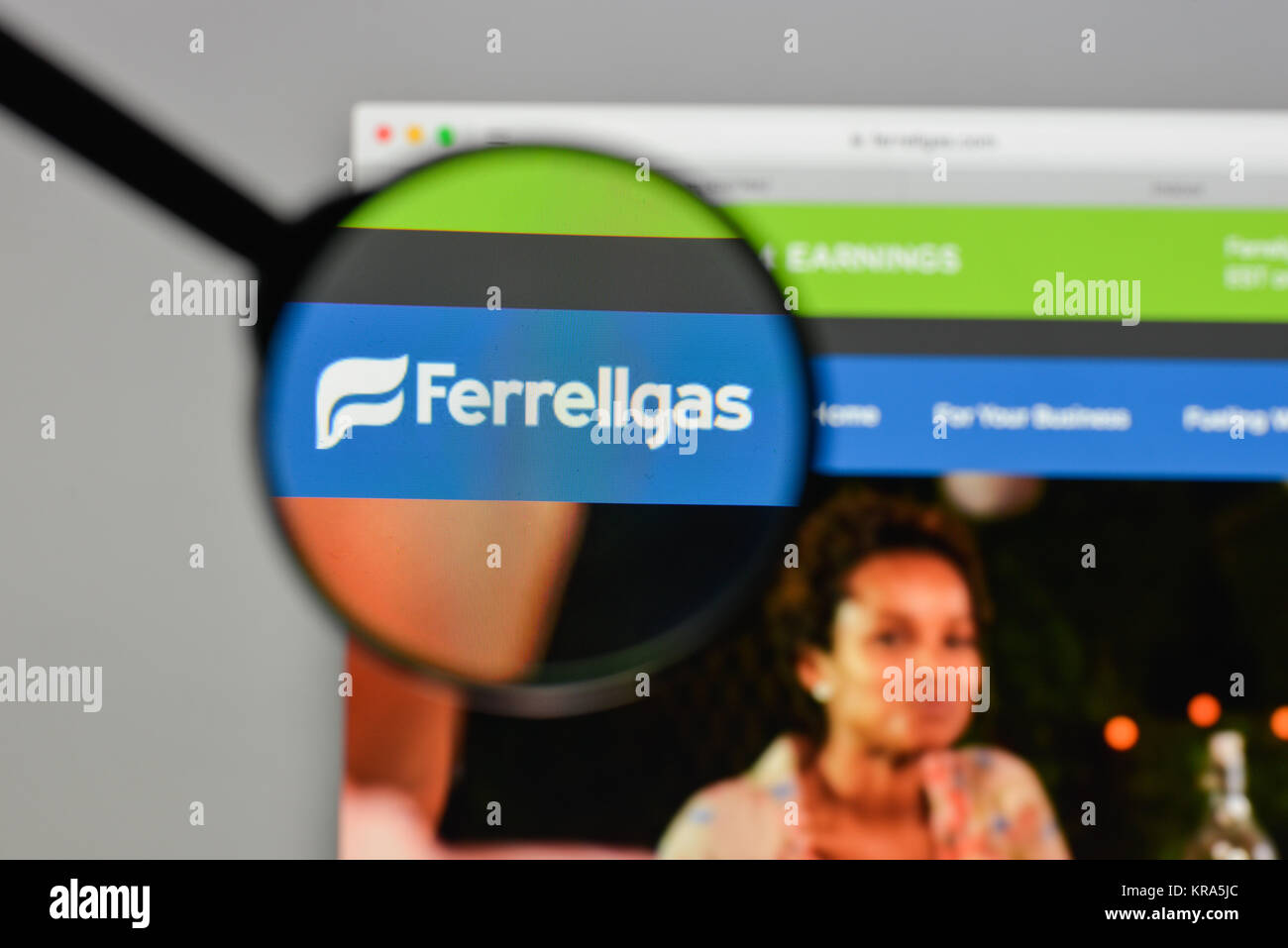 Milan, Italy - August 10, 2017: Ferrellgas Partners logo on the website ...